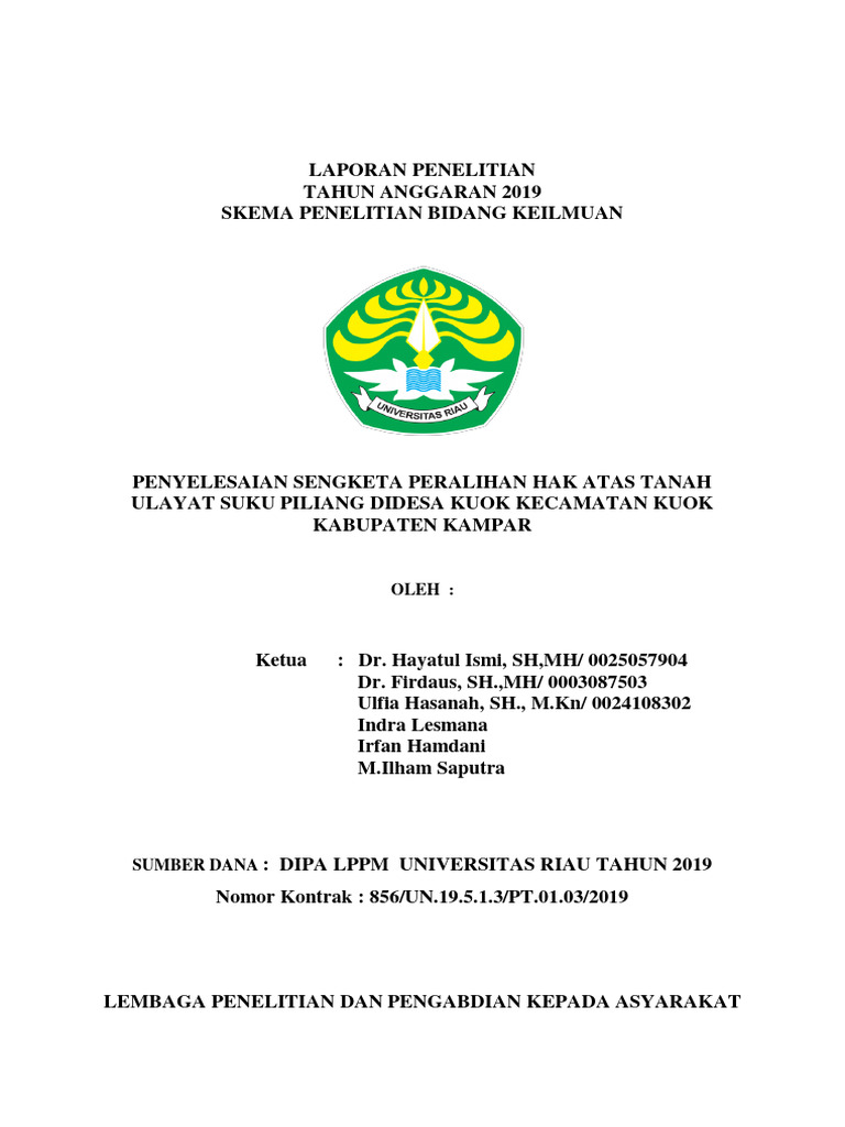 Sengketa Tanah Ulayat Suku Piliang Kuok | PDF