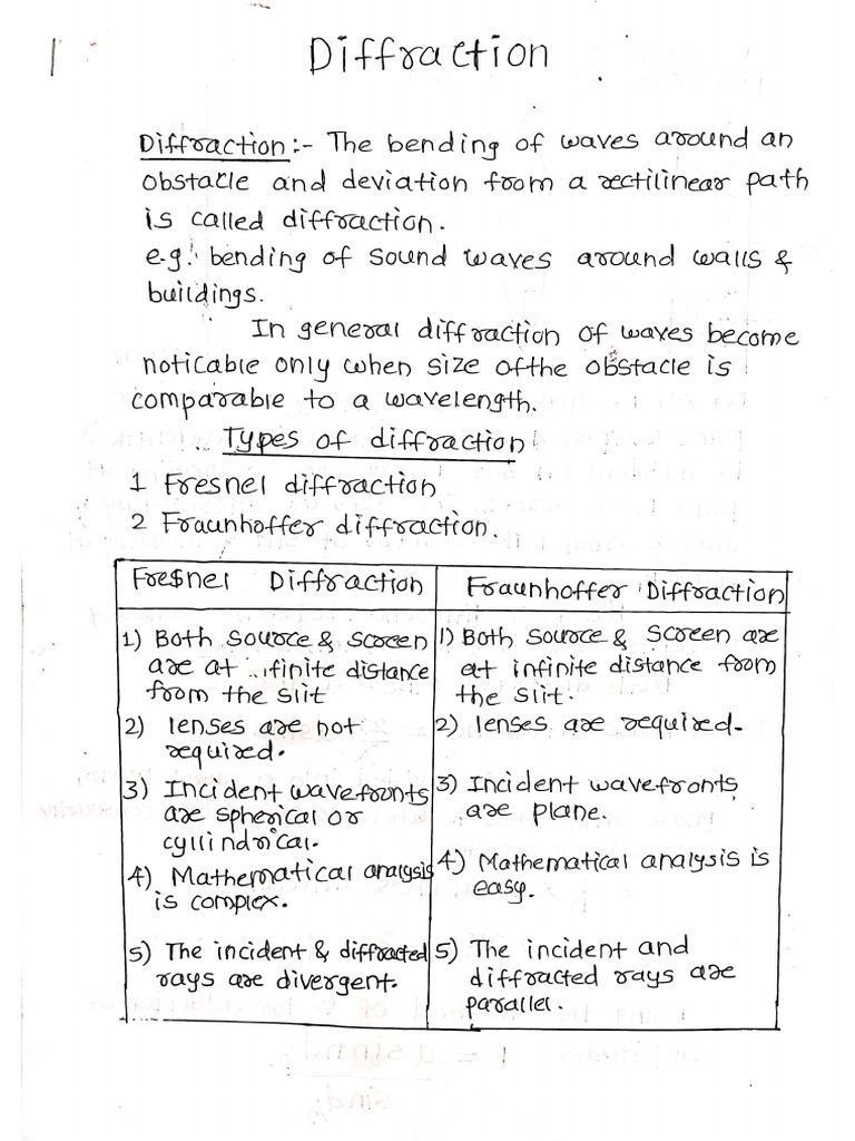 Diffraction NOTES | PDF