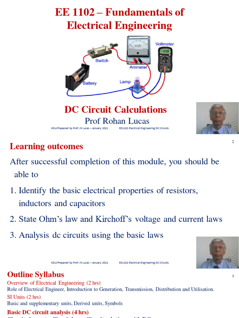 KDU - EE1102 - 2a - DC - Circuit - Calculations - SlidesFeb2021-Verbal 1 | PDF | Electrical ...