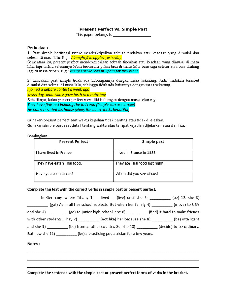 Present Perfect vs Simple Past | PDF | Language Mechanics | Linguistics