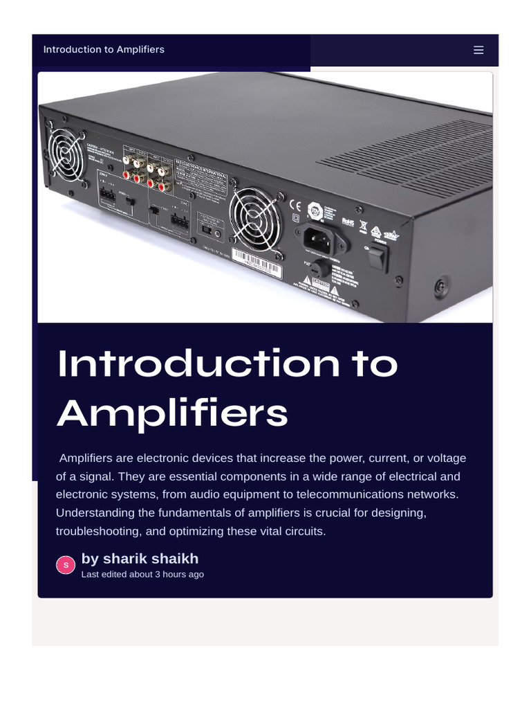 Introduction to Amplifiers Gamma | PDF | Amplifier | Electricity