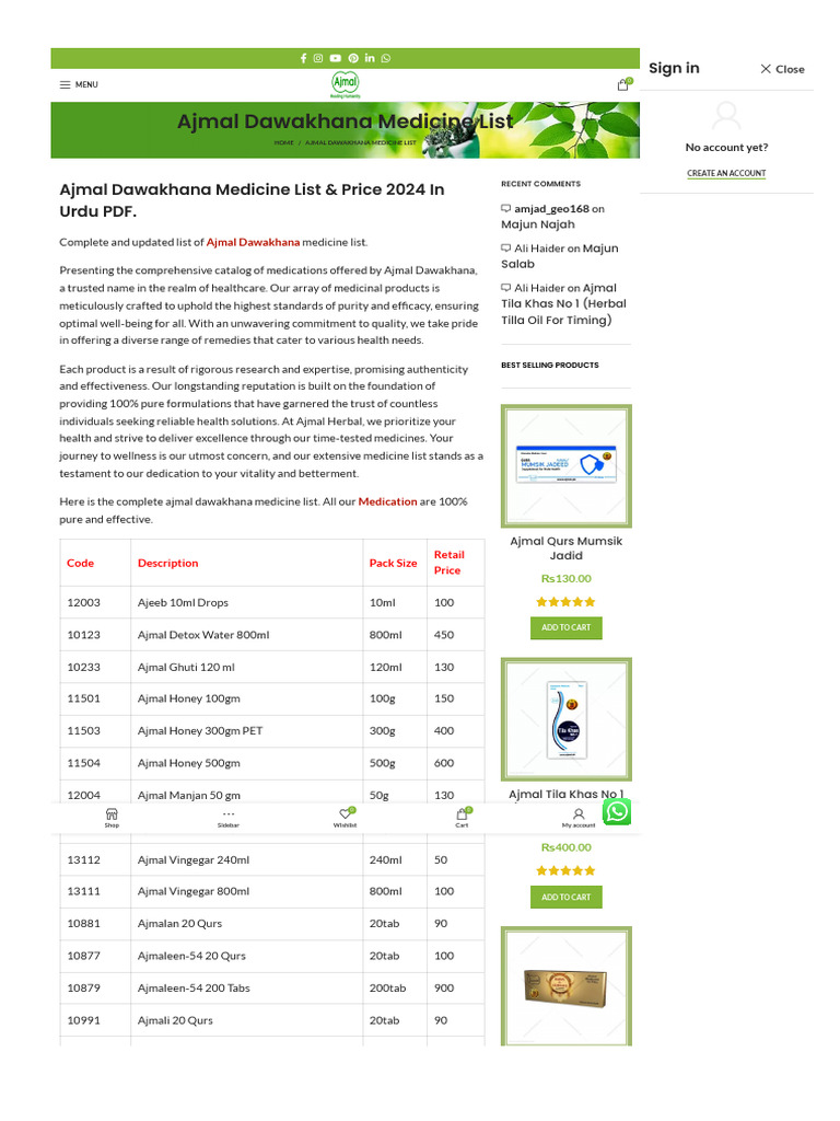 Ajmal Dawakhana Medicine List in Urdu PDF | PDF | Social Programs | Medicine