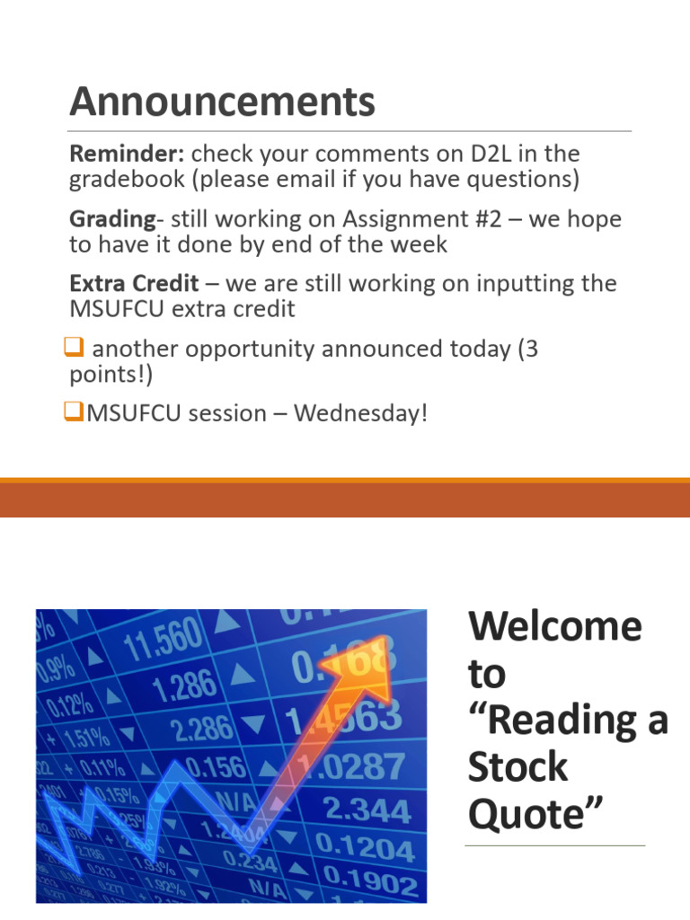 Reading A Stock Quote | PDF | Stocks | Price–Earnings Ratio