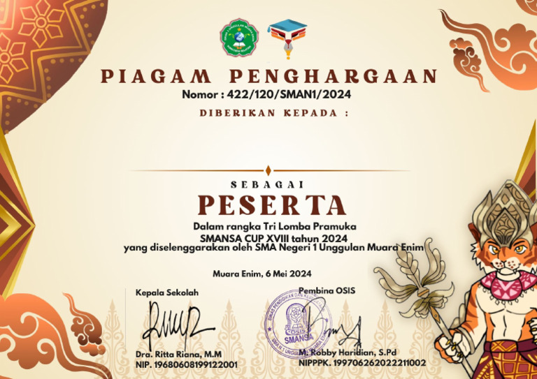 Piagam Peserta | PDF