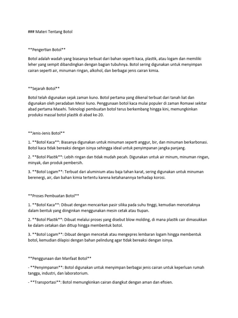 Materi Tentang Botol | PDF