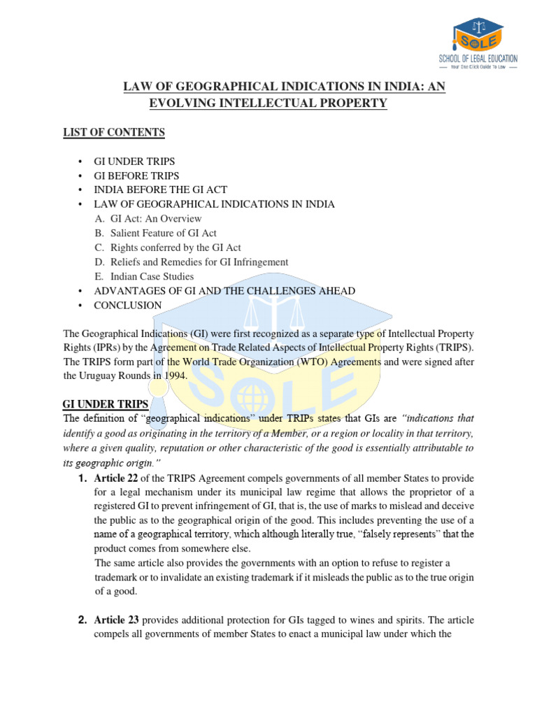 Geographical Indications | PDF | Trademark