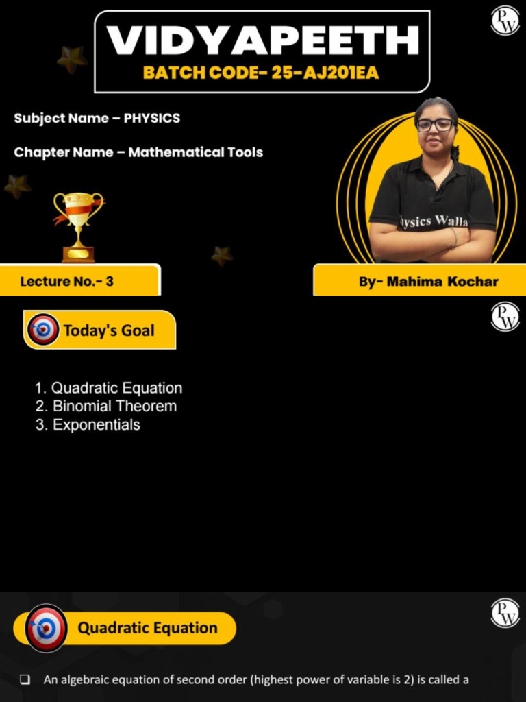 Basic Mathematical Tools Required in Class 11 and 12 Physics | PDF