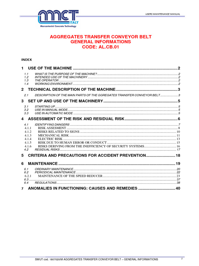 Al - CB.01 - Aggregates Transfer Conveyor Belt - General Informations ...
