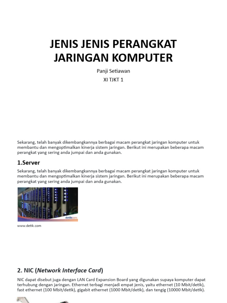 Jenis Jenis Perangkat Jaringan Komputer | PDF