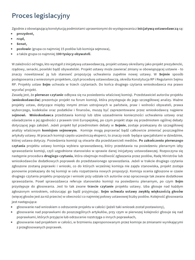 Proces Legislacyjny | PDF