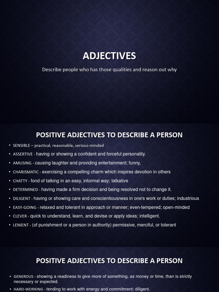Adjectives Ii | PDF | Reason | Cognitive Science