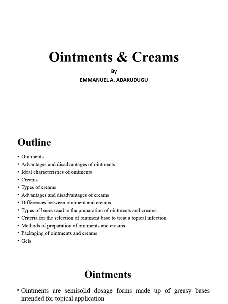 Ointment And Creams Pdf Topical Medication Emulsion