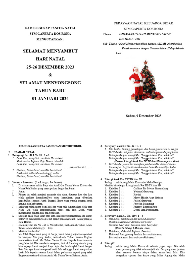 Tata Acar Ibadah Natal STM Gaperta Dos Roha | PDF | Ilmu Sosial | Sains ...