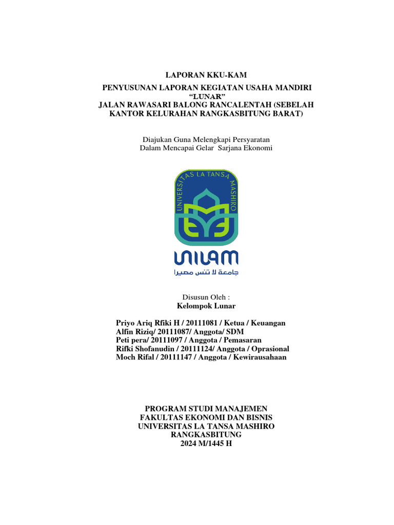 Laporan Kku - Lunar Rapih | PDF | Bisnis