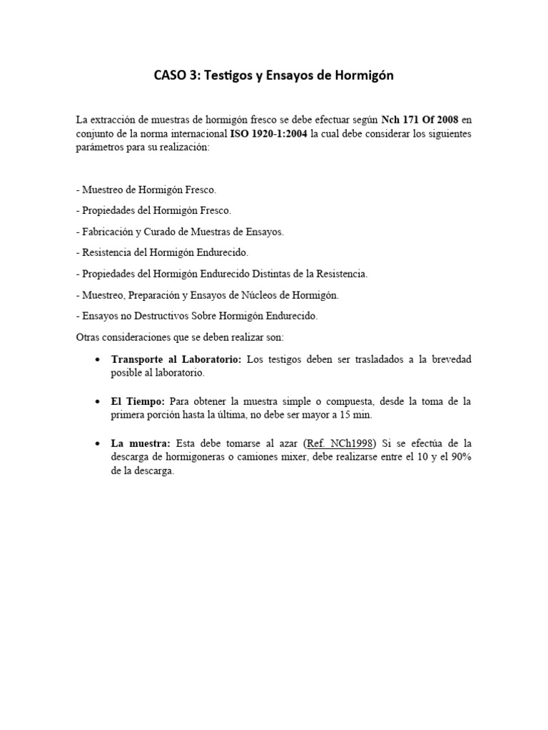 Ensayos Toma de Testigos | PDF | Hormigón | Materiales