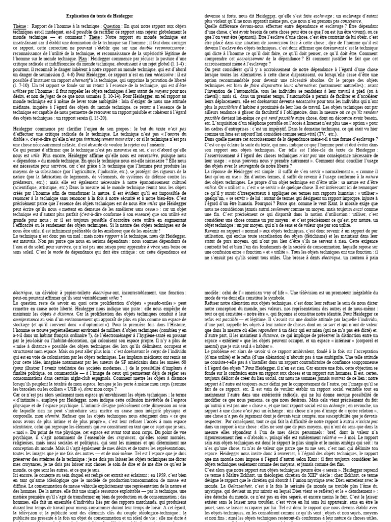 Rapport d'Heidegger à la technique | PDF | Martin Heidegger | La nature