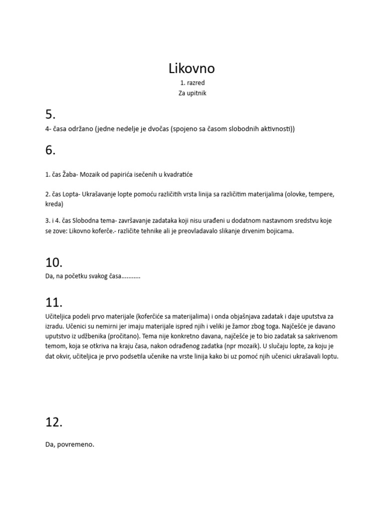 Likovno Za Upitnik | PDF