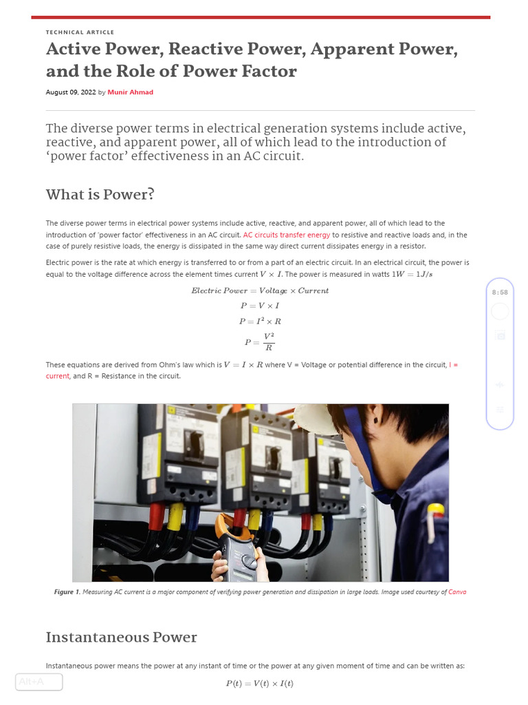 Active Power, Reactive Power, Apparent Power, and The Role of Power ...