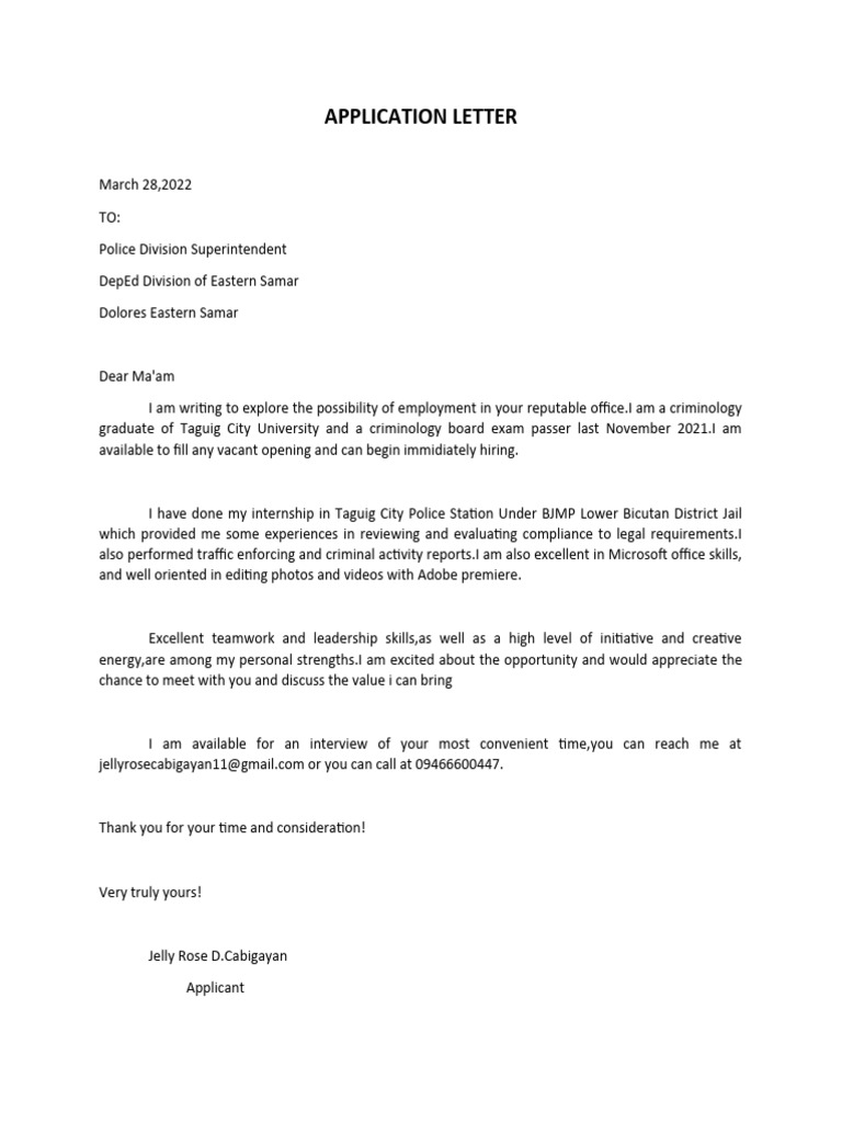 Application Letter Immersion | PDF