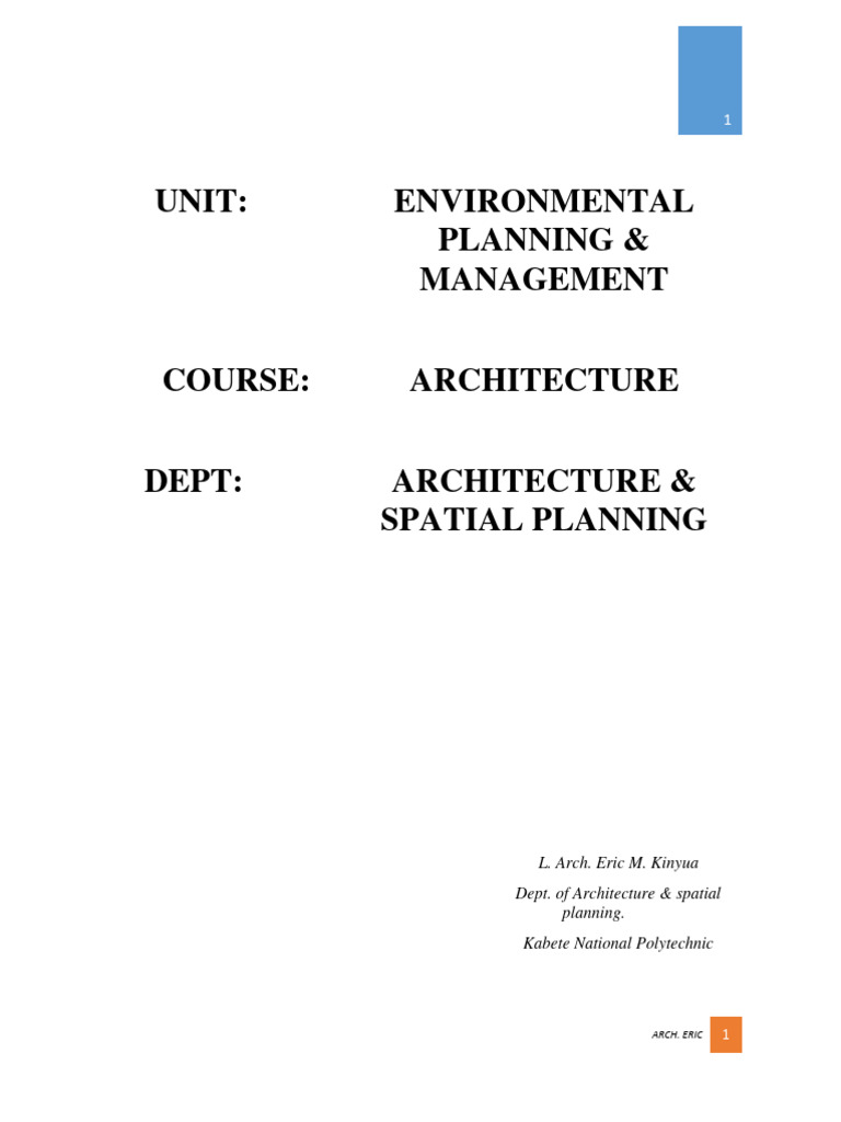 Environmental Human Settlement Planning Notes Pdf Water Pollution