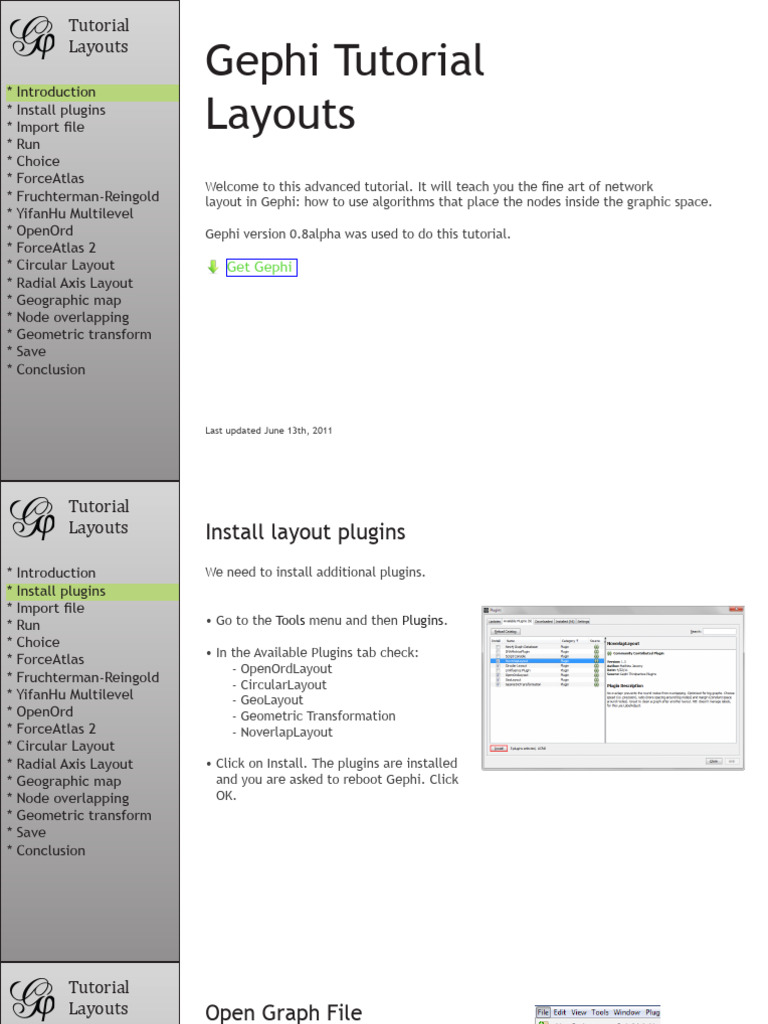 Tutorial - Week 4 Gephi-Tutorial-Layouts | PDF | Vertex (Graph Theory) | Combinatorics
