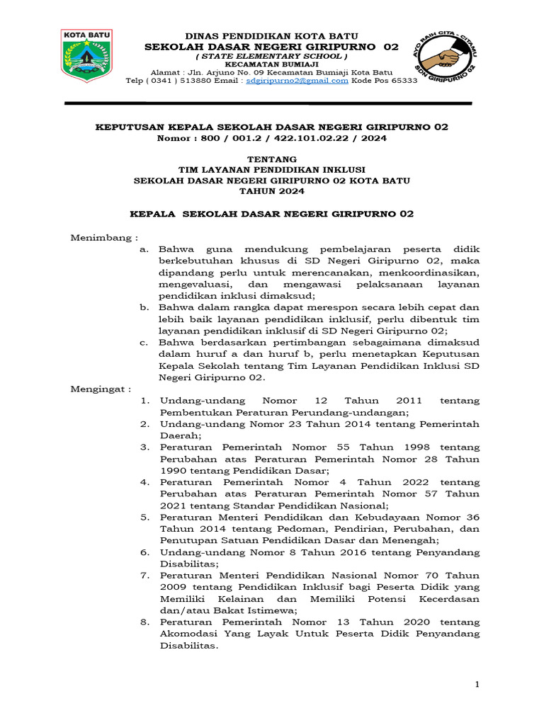 SK Tim Inklusi | PDF