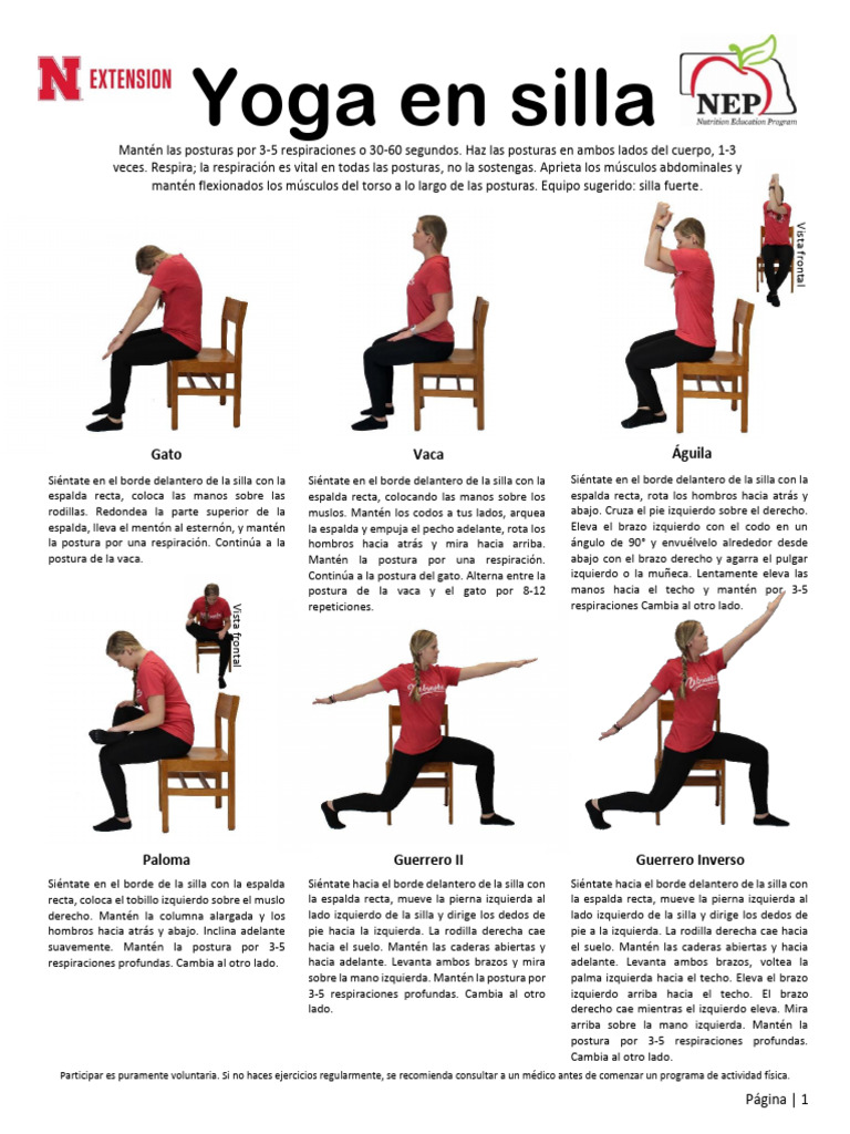 Chair Yoga Handout Spanish v2 | PDF | Mano | Pie