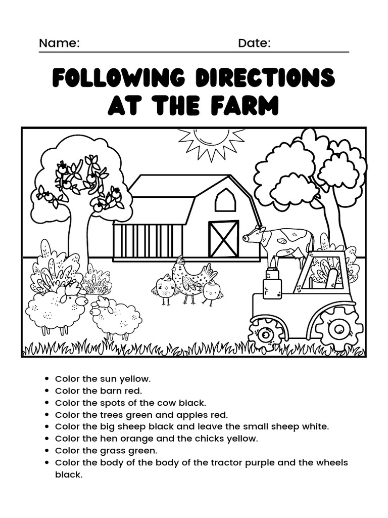 Farm Coloring Directions for Kids | PDF