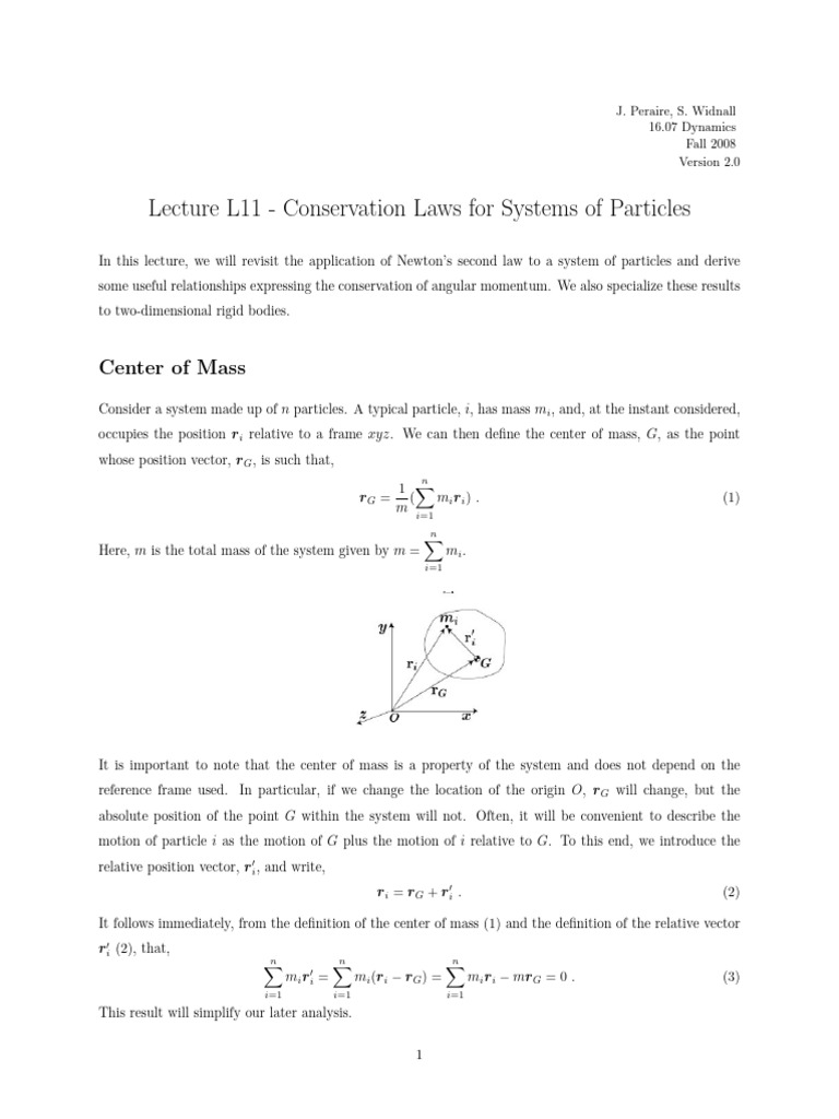 MIT16 07F09 Lec11 | PDF | Rotation Around A Fixed Axis | Torque