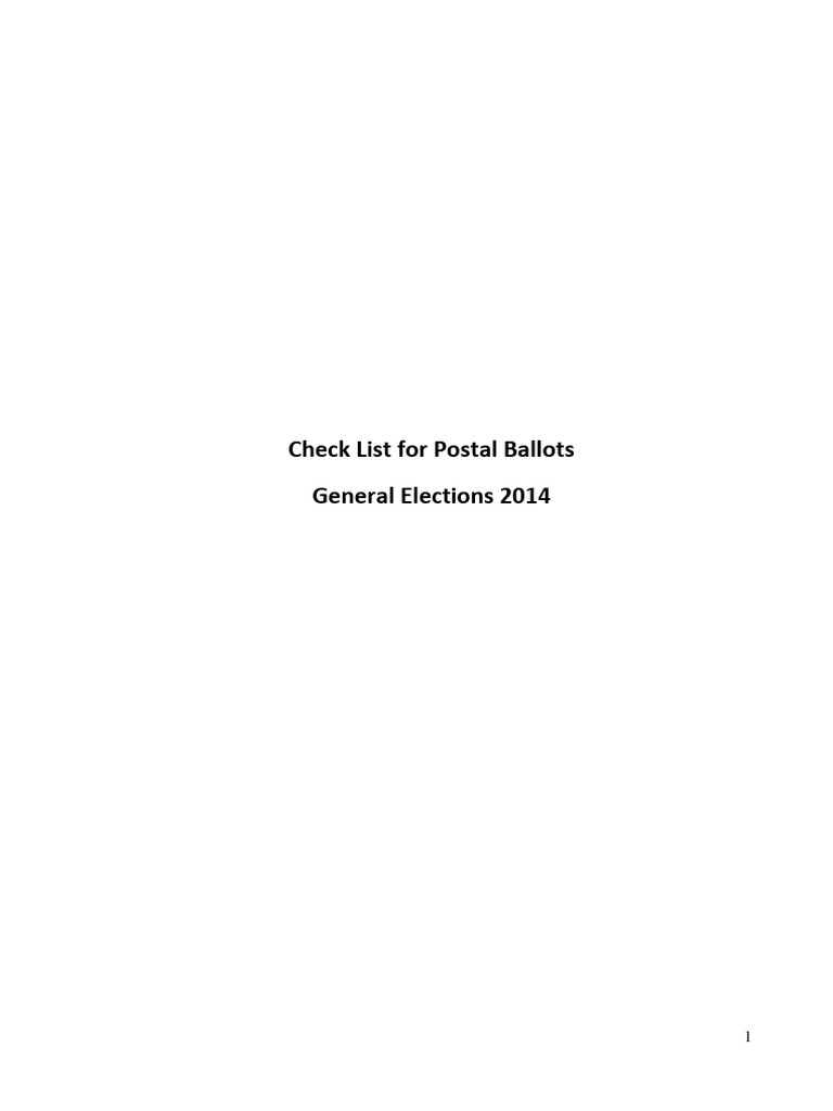 Postal Ballot Guidelines for 2014 Elections | PDF | Postal Voting ...