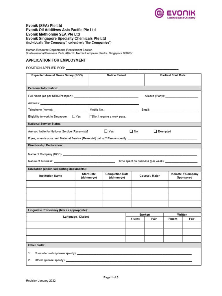 Job Application Form_Revision_ Jan 2022 | PDF | Background Check ...