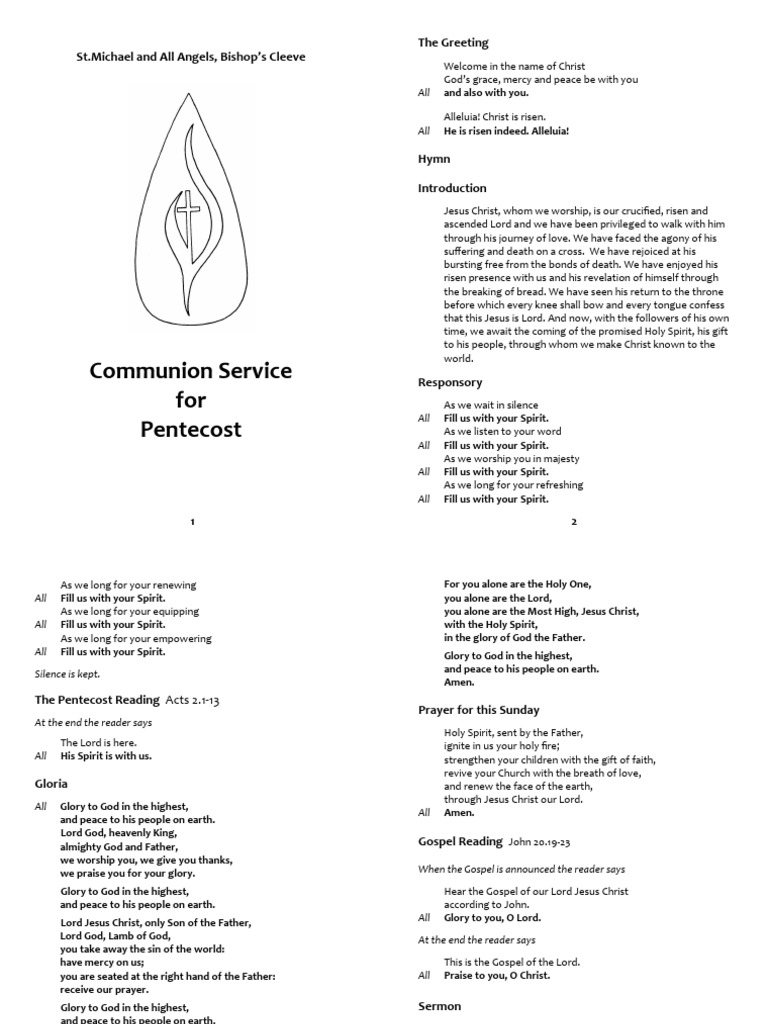 Pentecost Communion Service Guide | PDF | God The Father | Glory (Religion)