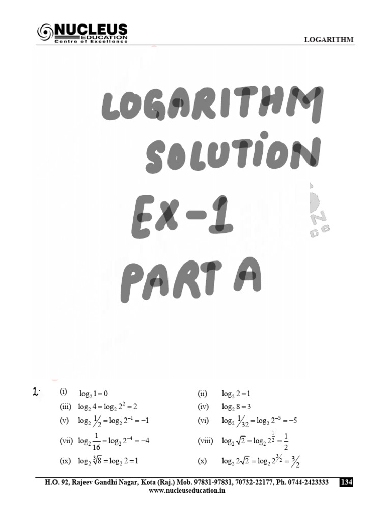 logsheetex1partAsolution | Download Free PDF | Logarithm | Mathematical Analysis