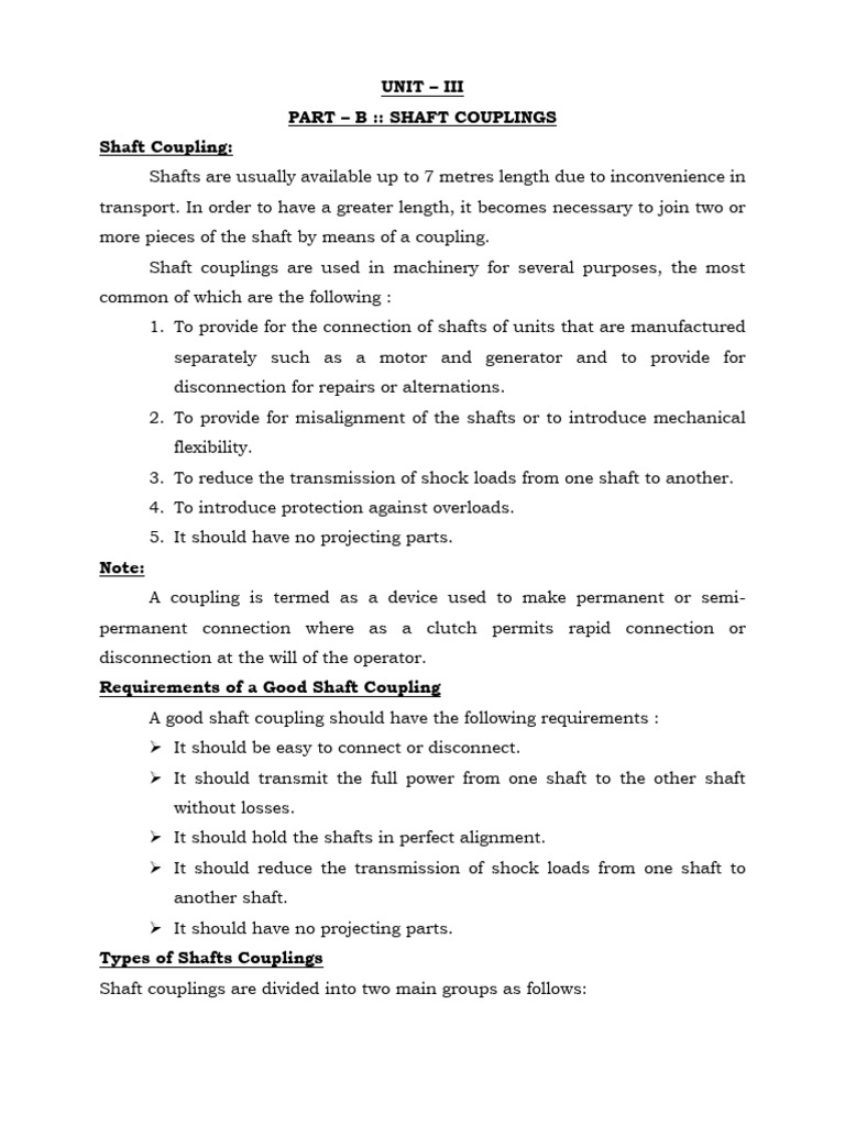 Types of Shaft Couplings Explained | PDF | Equipment | Mechanics