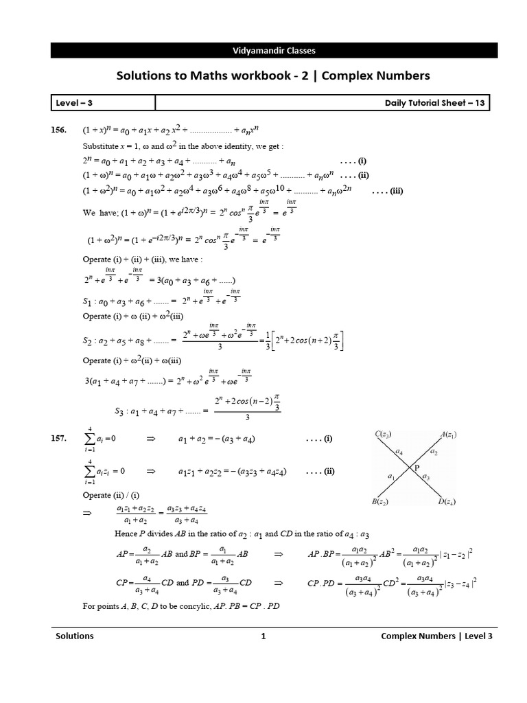 Complex Number Solution Level-3 DTS-13 | PDF