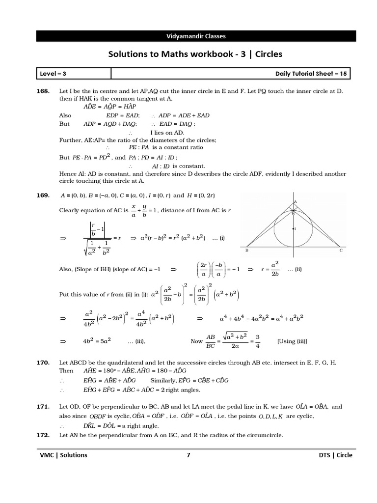 Circles Solution - Level 3 - DTS 15 | PDF | Circle | Elementary Geometry
