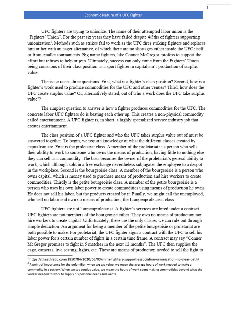 3 RD Draft Economic Natureofa UFCFighter | PDF | Ultimate Fighting ...