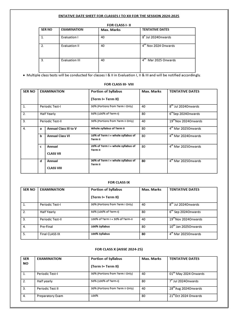 Date Sheet Pdf Tests Vocational Education
