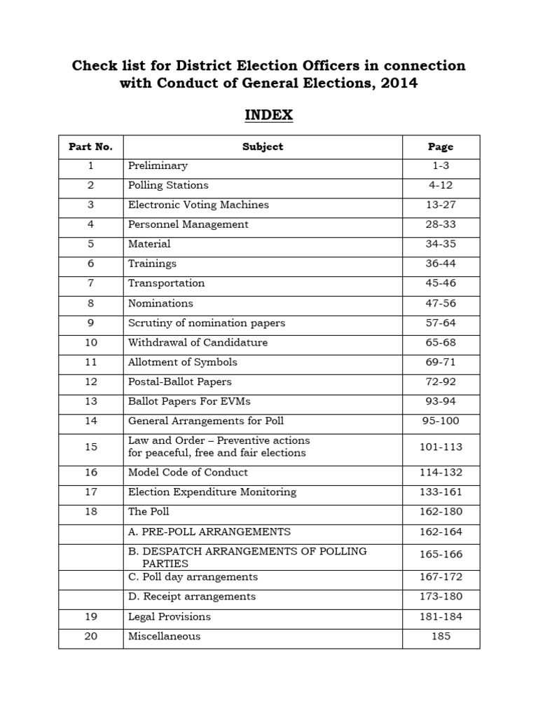 CHECKLIST FOR DEO | Download Free PDF | Electronic Voting | Voting