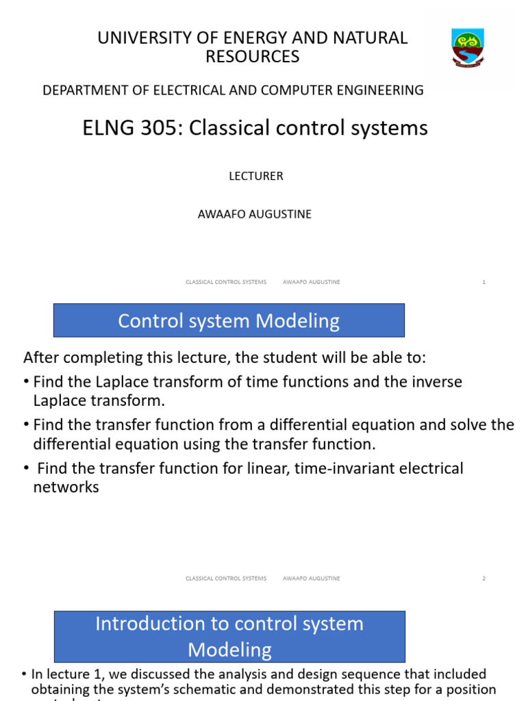 Lecture-2 Control System Modeling | PDF | Laplace Transform | Equations Lecture-2 Control System Modeling | PDF | Laplace Transform | Equations
