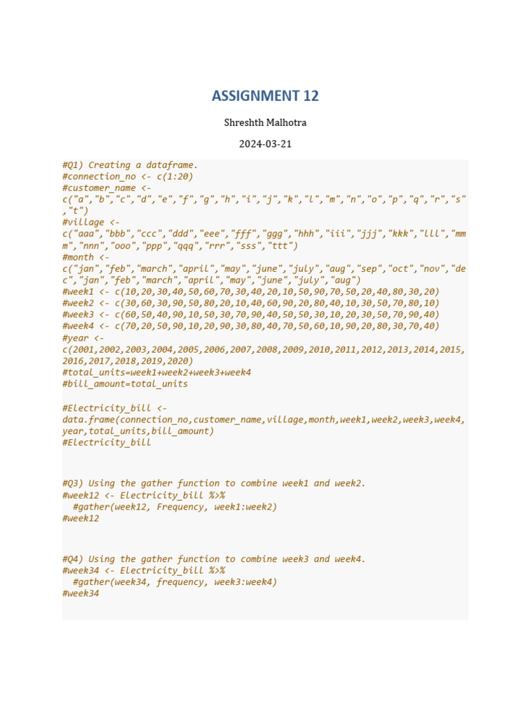 Dataframe Creation and Manipulation in R | PDF