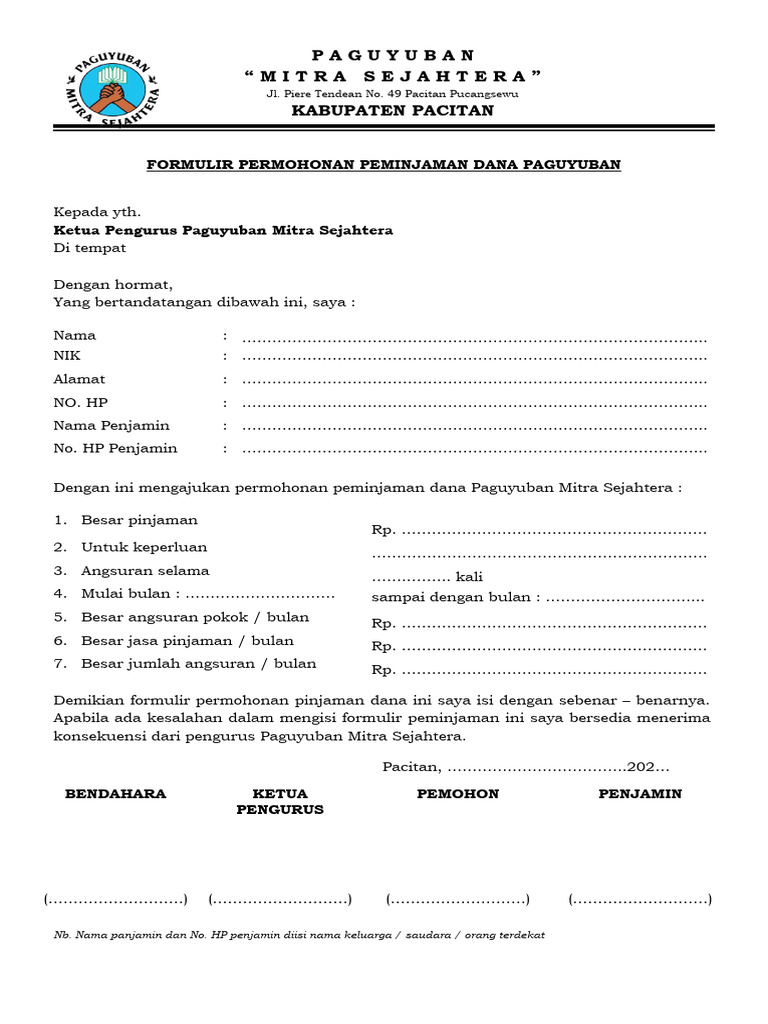 Form Pinjaman | PDF