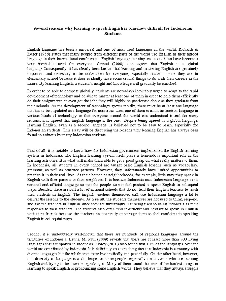 Several Reasons Why Learning To Speak English Is Somehow Difficult For ...