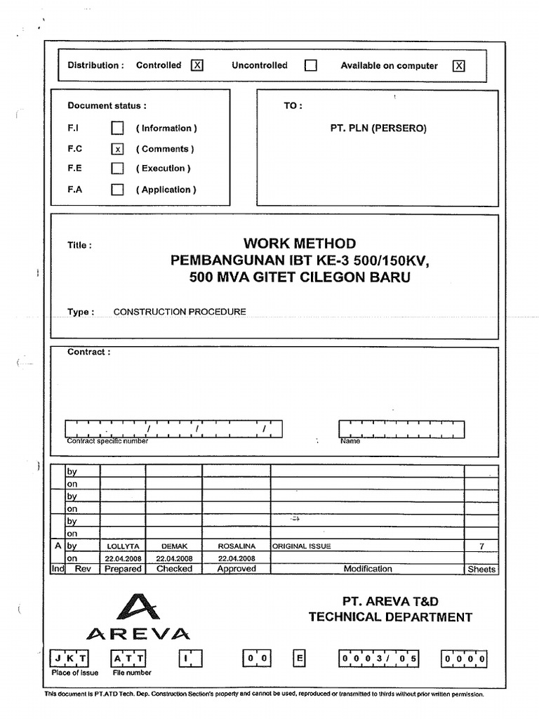CLB - Areva Work Methode & Schedule | PDF