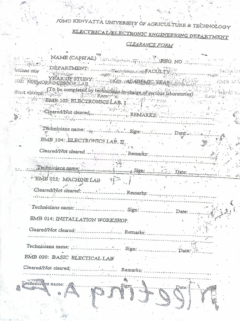 Clearance Form EEE Department | PDF