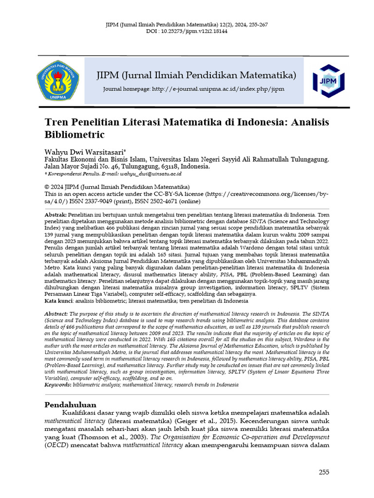 Tren Penelitian Literasi Matematika 2024 | PDF