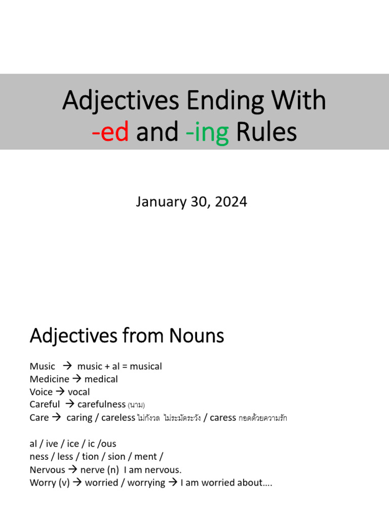 Lesson - Adjectives Ending With ED and ING | PDF | Adjective | Languages