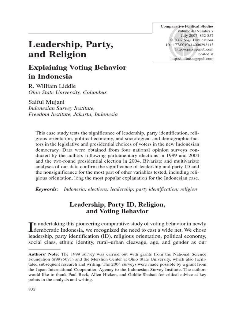 Leadership, Party, and ReligionExplaining Voting Behaviorin Indonesia ...