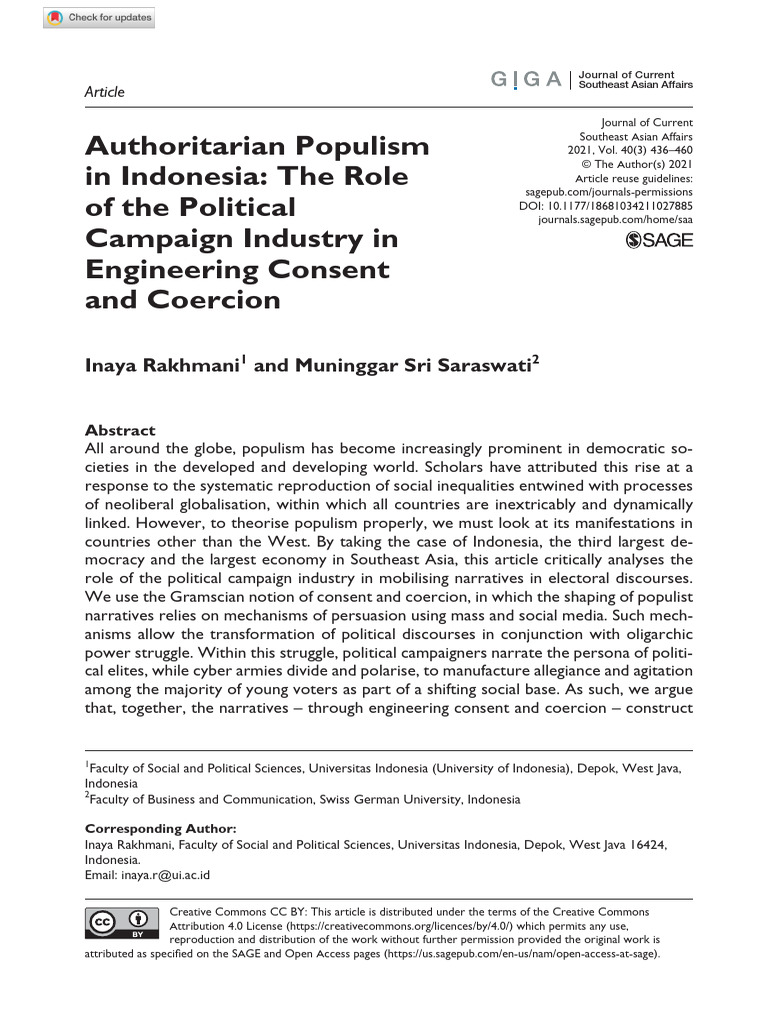 Authoritarian Populism in Indonesia | PDF | Populism | Political Campaigns