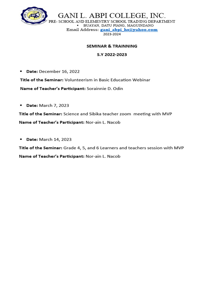 Seminars | PDF | Teaching | Learning